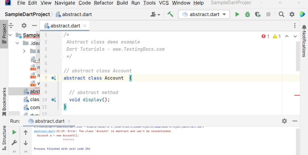 Dart Abstract Classes - TestingDocs