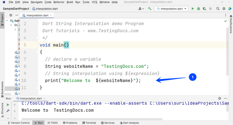 Dart String Interpolation - TestingDocs