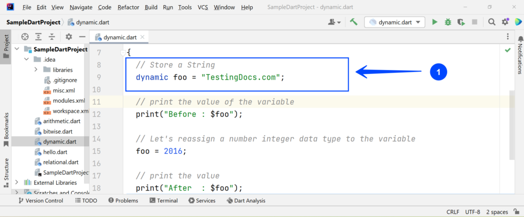 Dart dynamic variable - TestingDocs