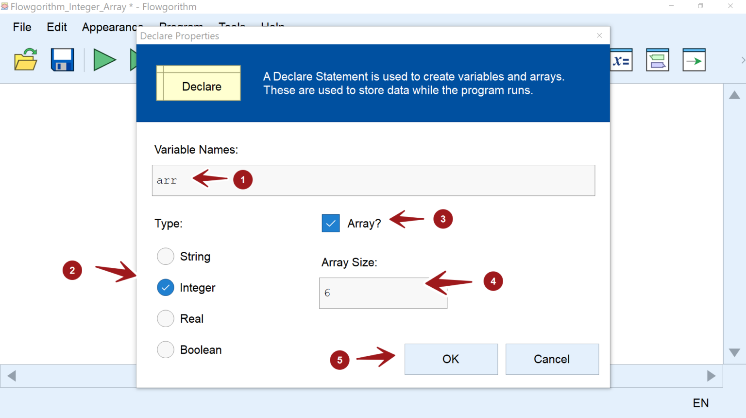 Flowgorithm Integer Array TestingDocs
