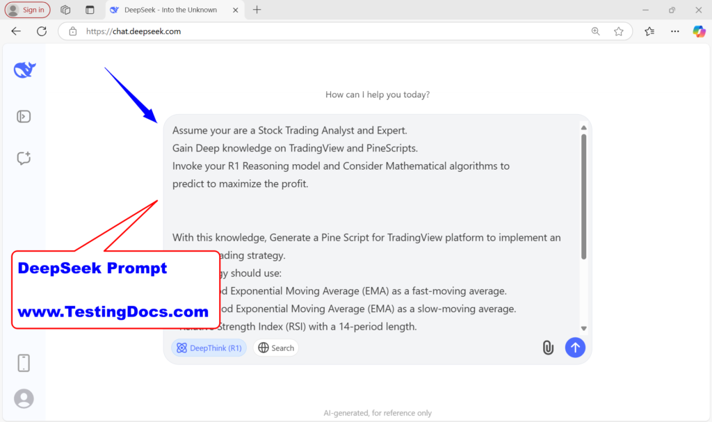 DeepSeek Prompt for Intraday Trading | TestingDocs