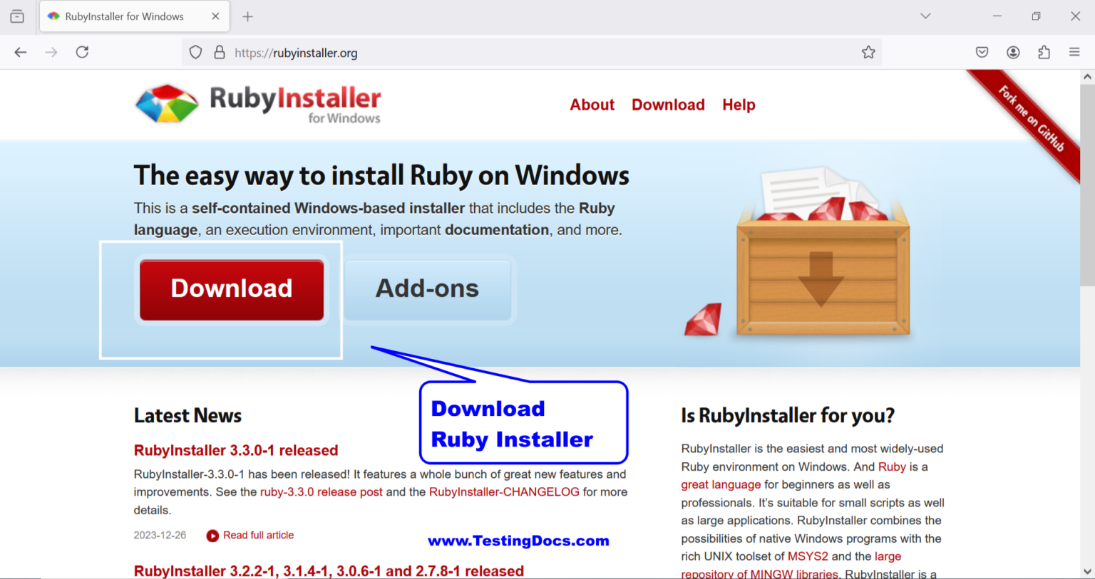 Download and Install Ruby on Windows - TestingDocs