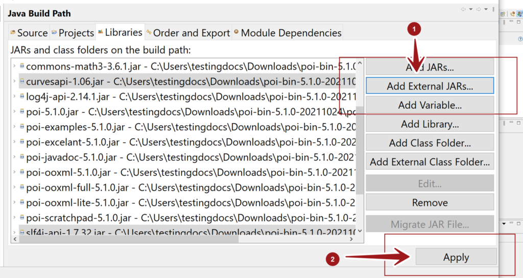 Add Apache POI To Java Project - TestingDocs