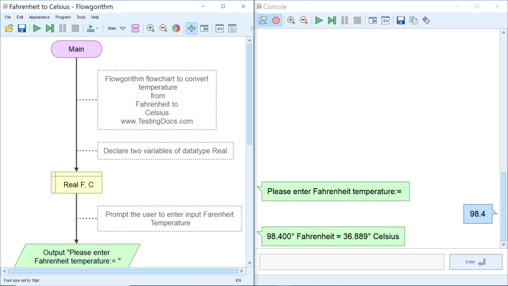 Flowchart to Convert Fahrenheit to Celsius - TestingDocs