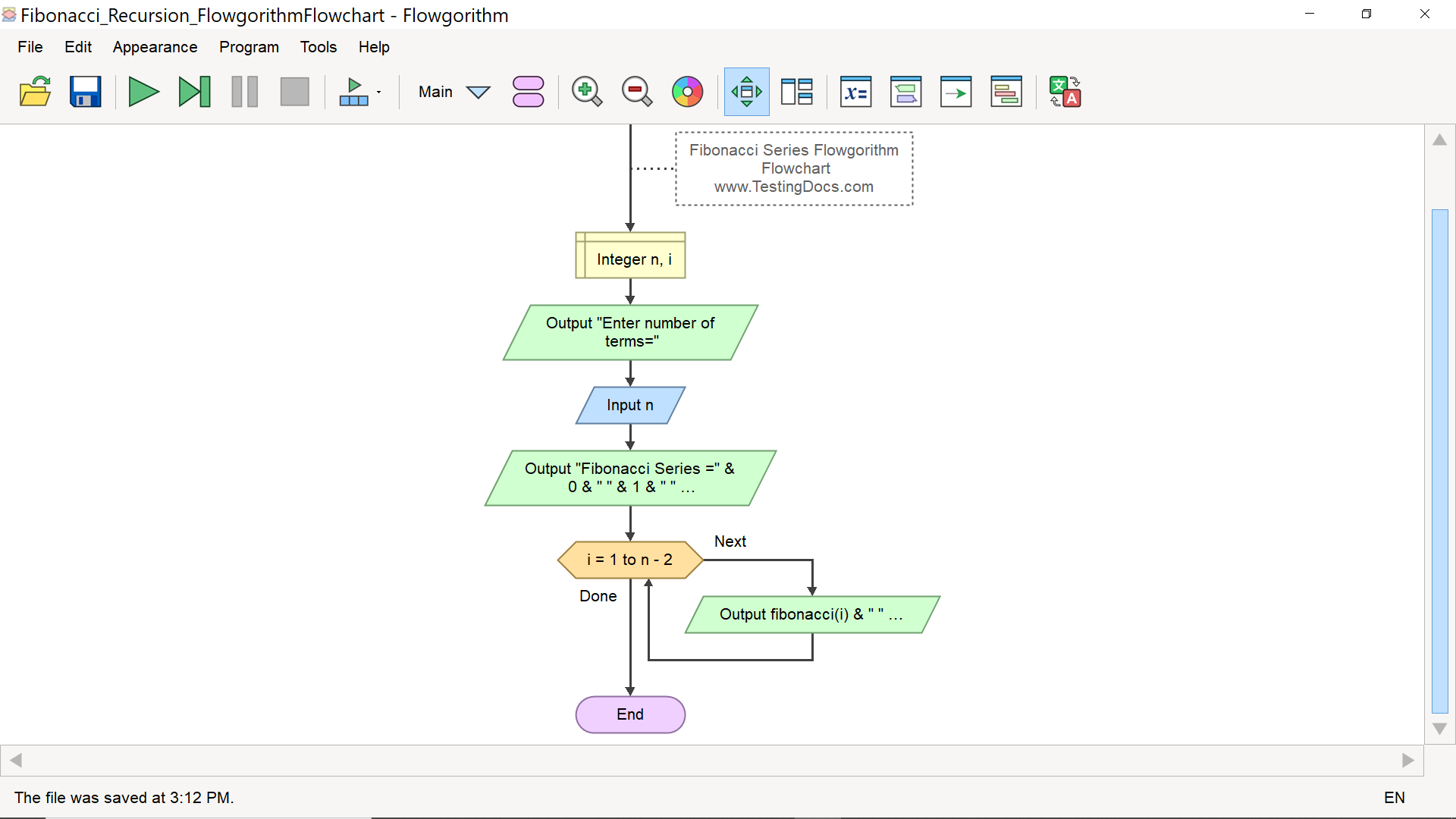 Fibonacci Series Flowchart Using Recursion TestingDocs