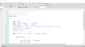 C Program to generate Fibonacci sequence into rows and columns ...