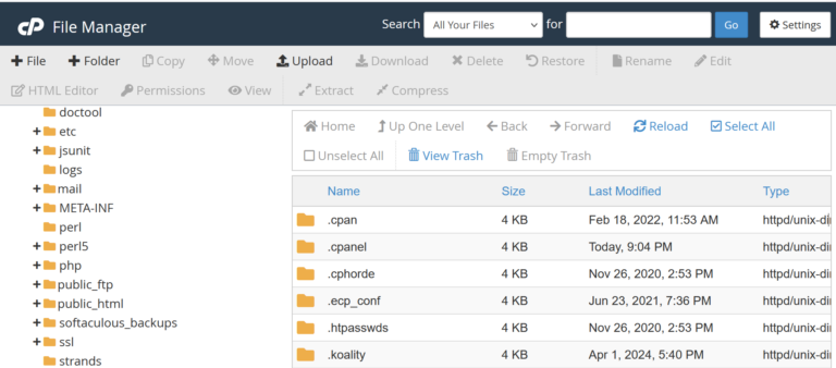 cPanel File Manager - TestingDocs