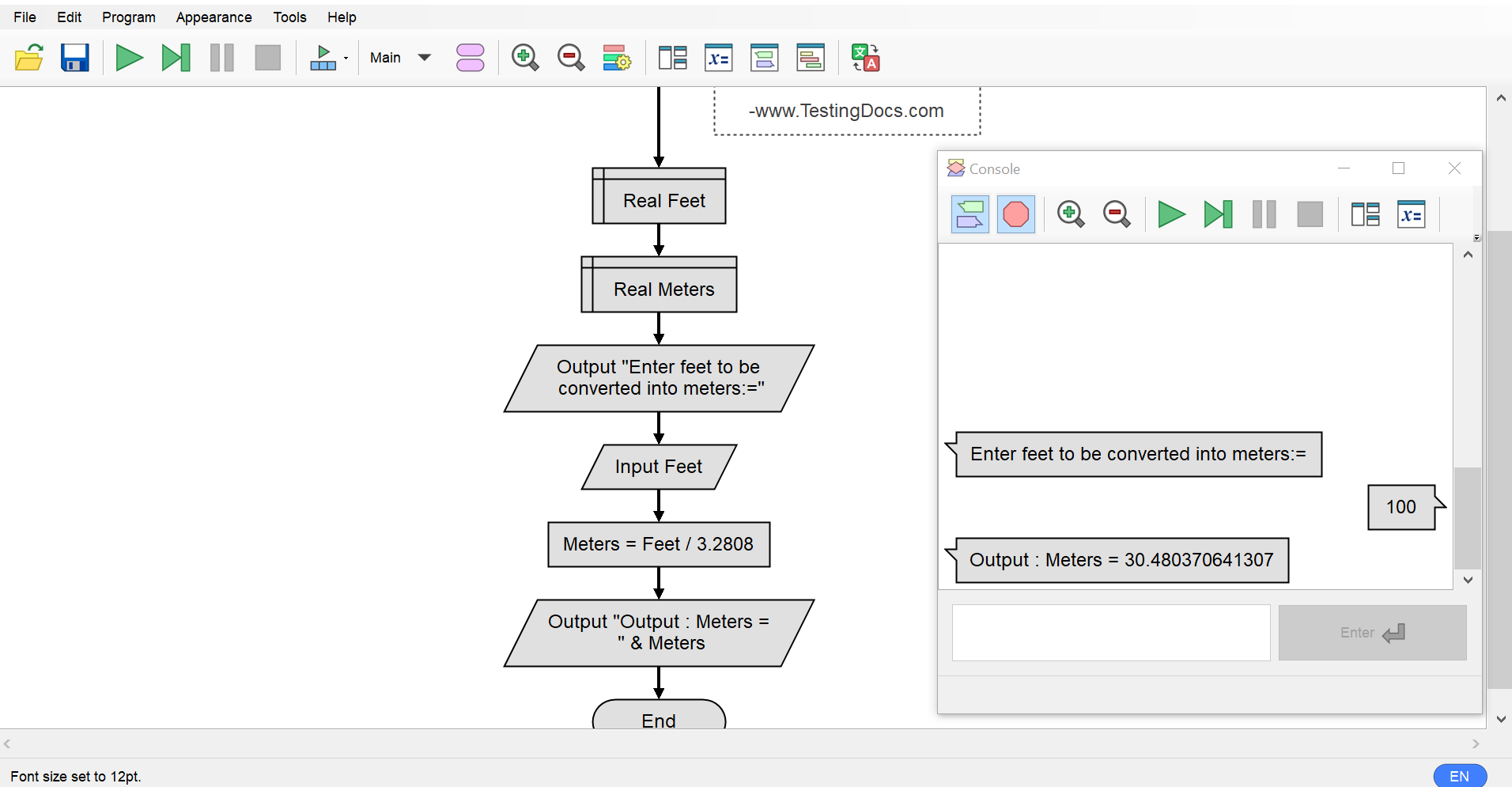 Flowgorithm Flowchart To Convert Feet To Meters Testingdocs Com My