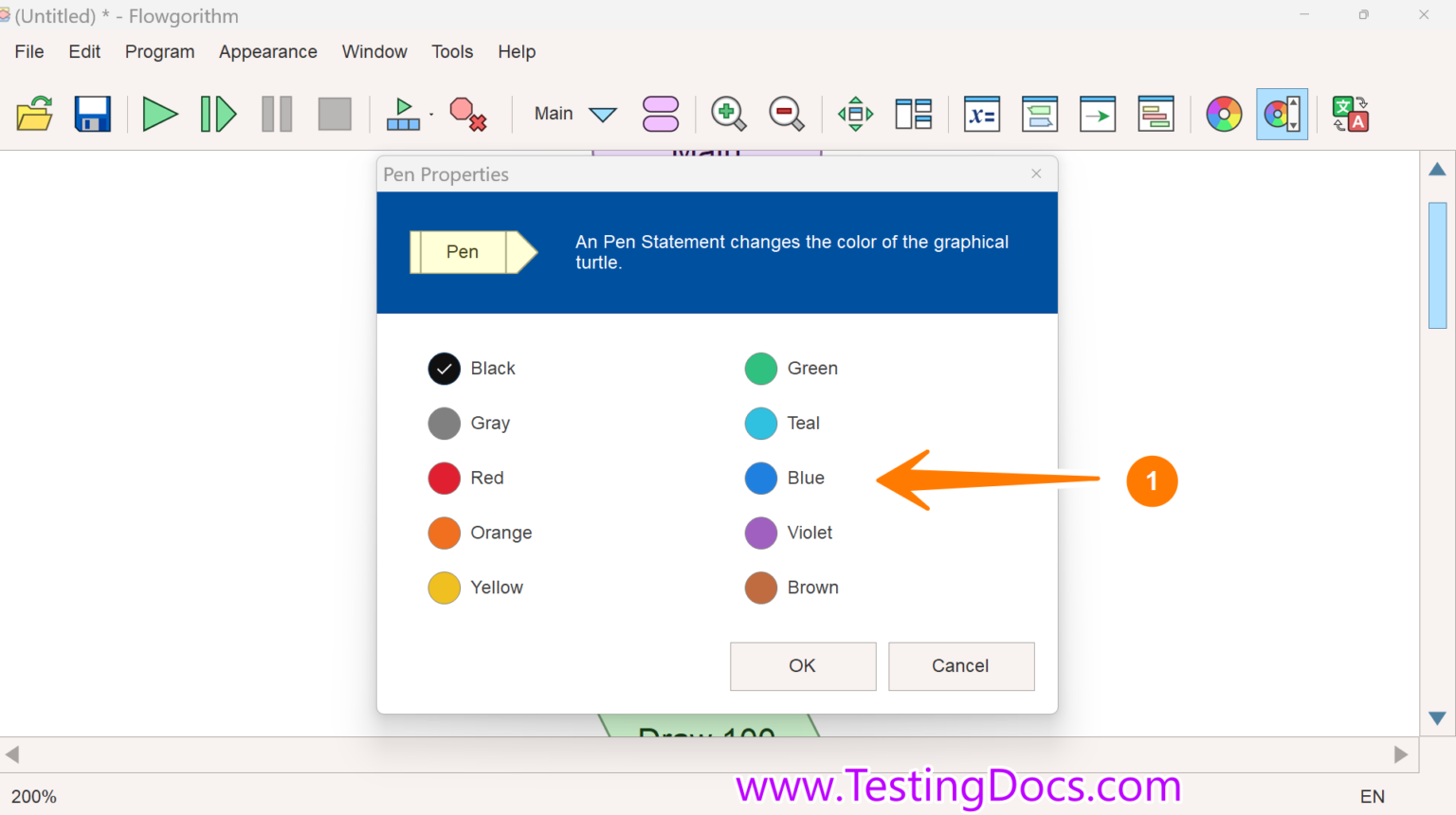 Flowgorithm Pen Symbol - TestingDocs.com