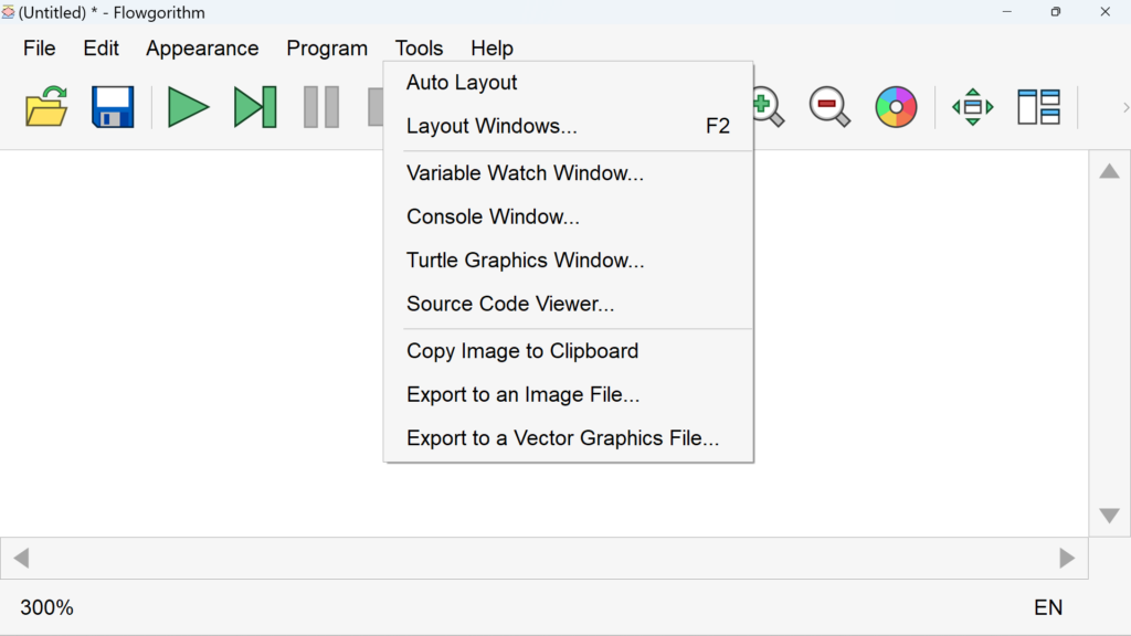 Flowgorithm Tools Menu - TestingDocs