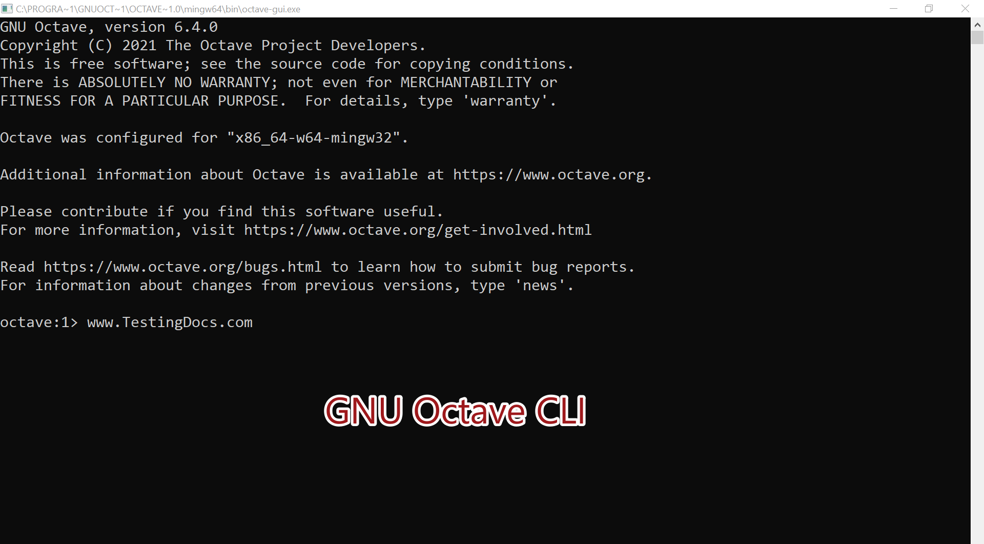 Run GNU Octave On Windows TestingDocs