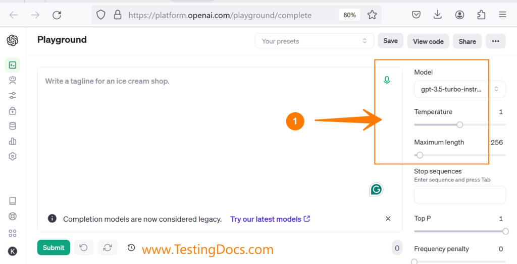 GPT Temperature Setting - TestingDocs