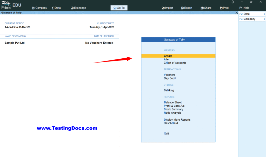 Create Ledgers in Tally - TestingDocs