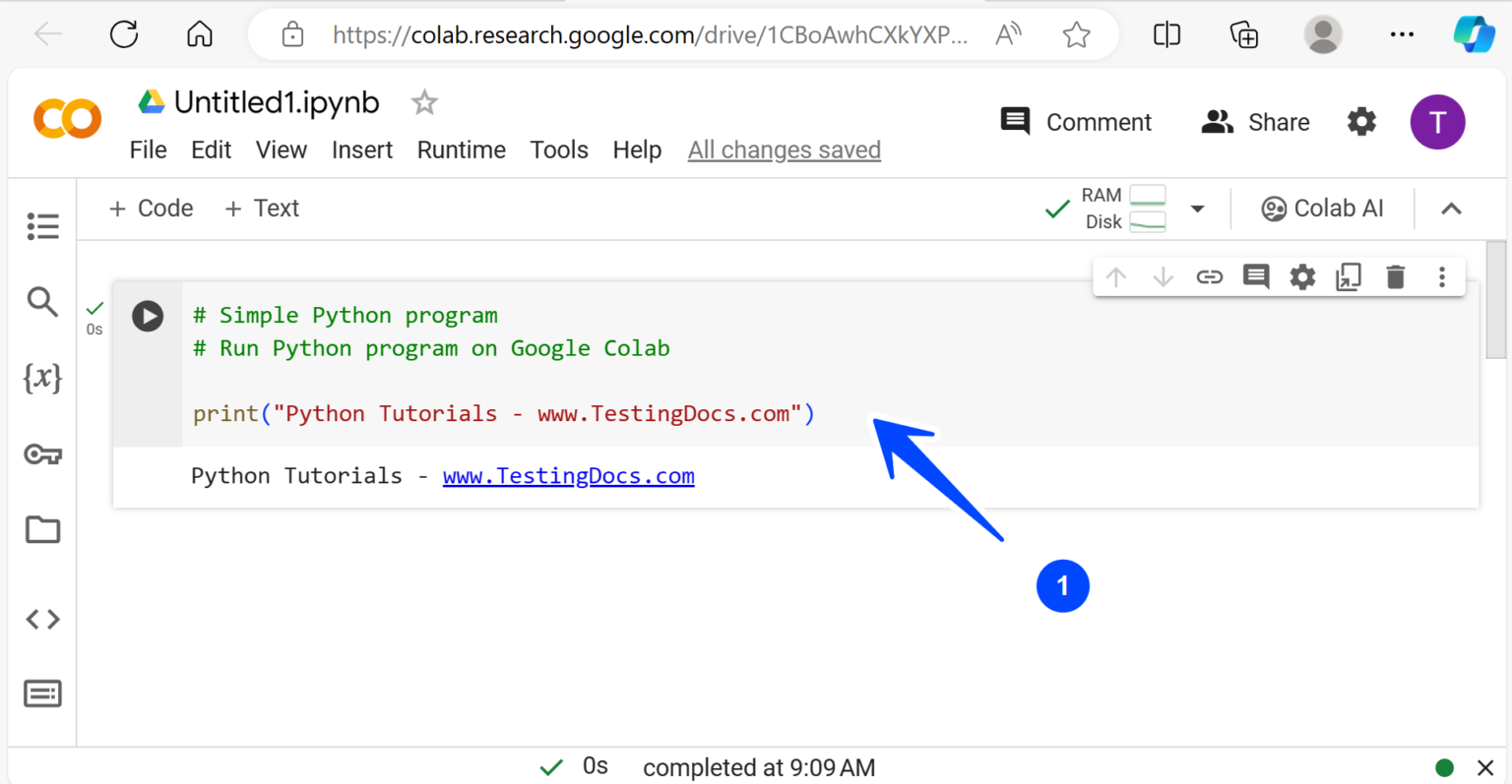 Google Colab - TestingDocs
