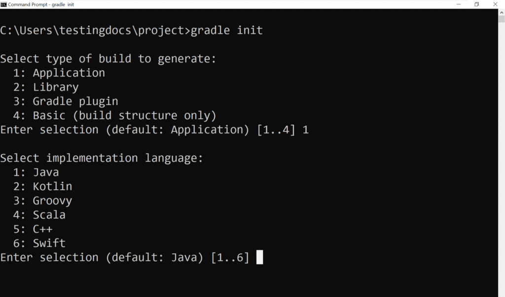Gradle init Command - TestingDocs