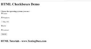 HTML Checkboxes - TestingDocs.com