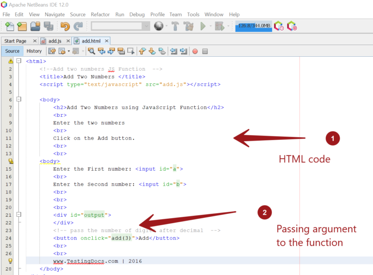 Pass values to a JavaScript Function - TestingDocs.com