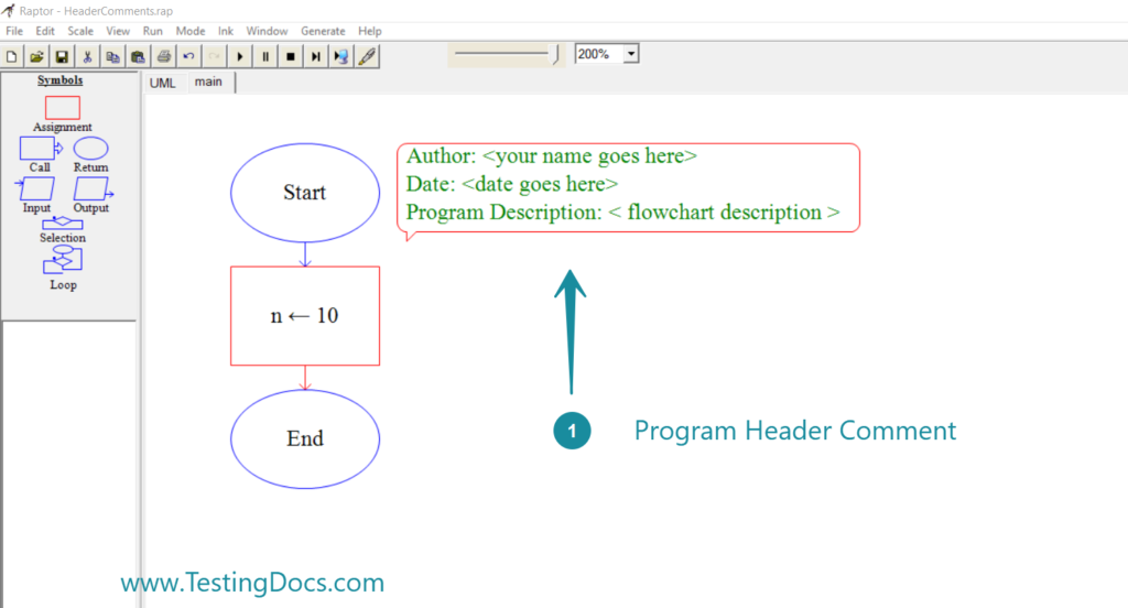 Comments in Raptor Flowcharts - TestingDocs