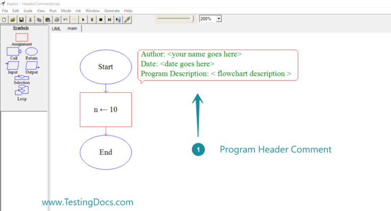 Comments in Raptor Flowcharts - TestingDocs.com