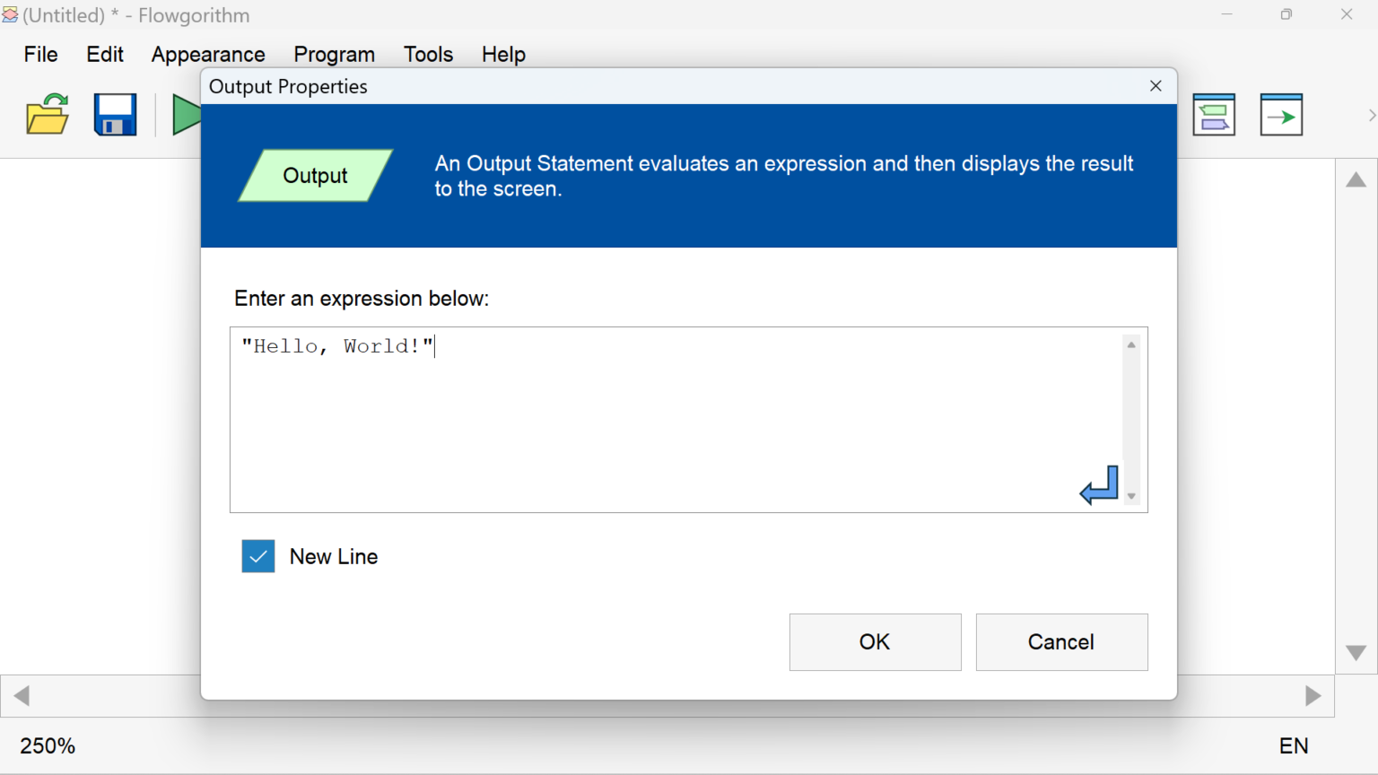 Hello World Flowgorithm Flowchart - TestingDocs