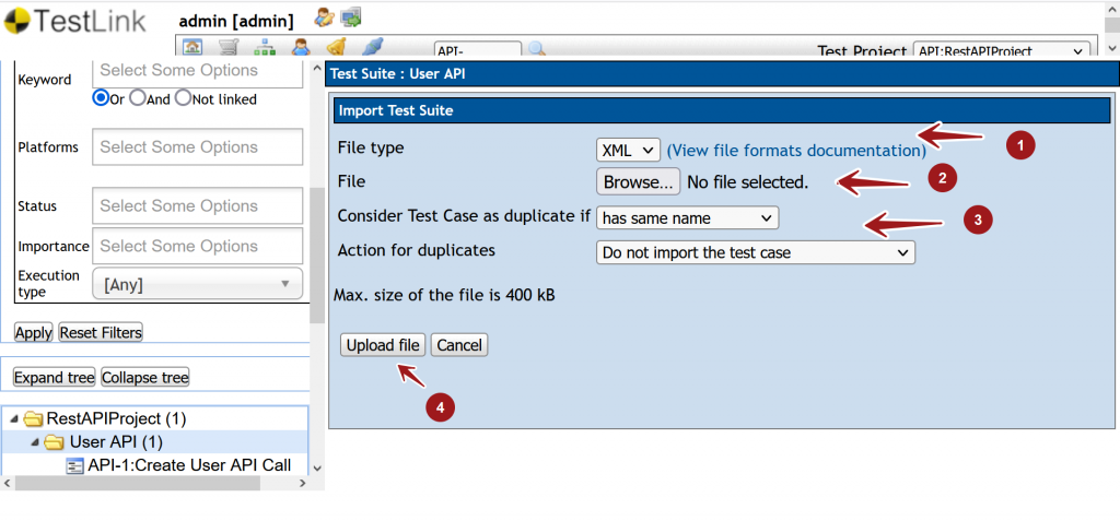 Importexport Testsuite In Testlink Testingdocs