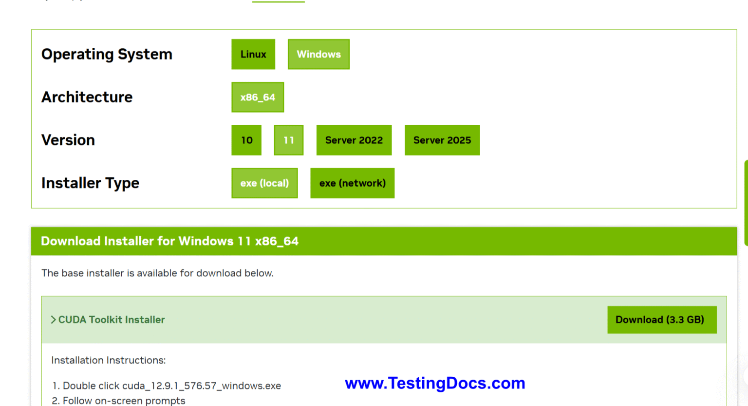 Install CUDA Toolkit on Windows - TestingDocs