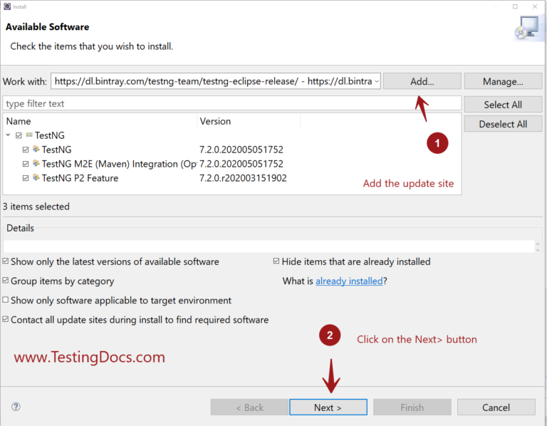 Install Testng Latest Version From The Update Site Testingdocs