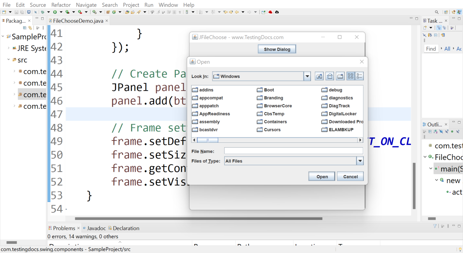 Java Swing JFileChooser - TestingDocs