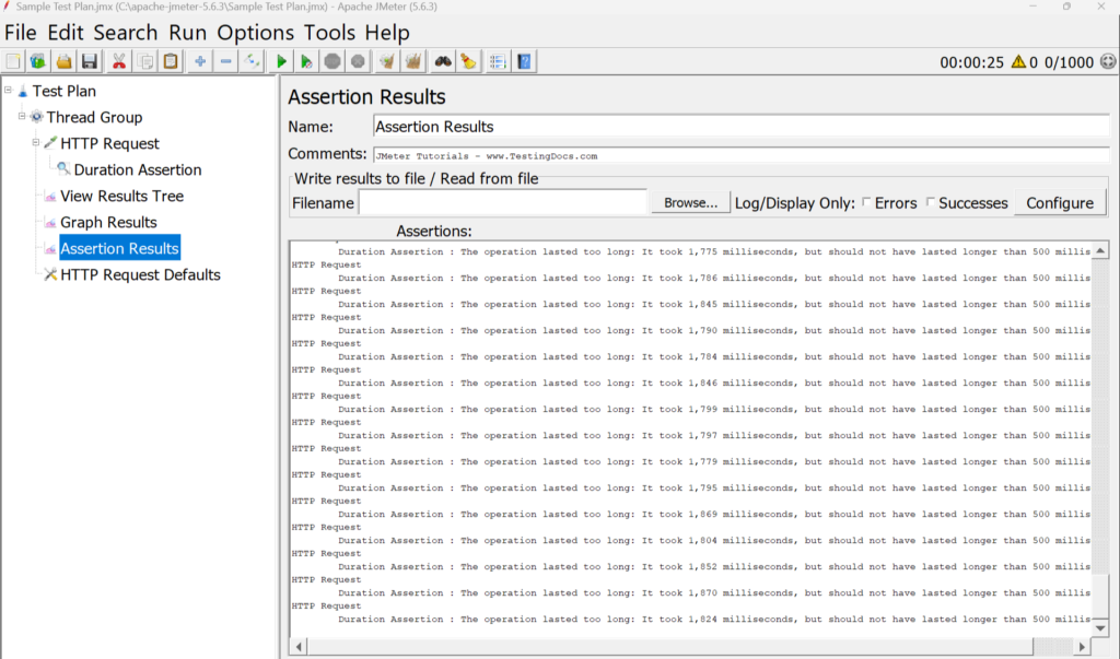 Duration Assertion in JMeter | TestingDocs.com