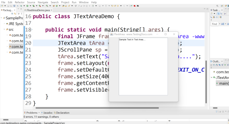 Create Text Area using JTextArea Class | TestingDocs.com