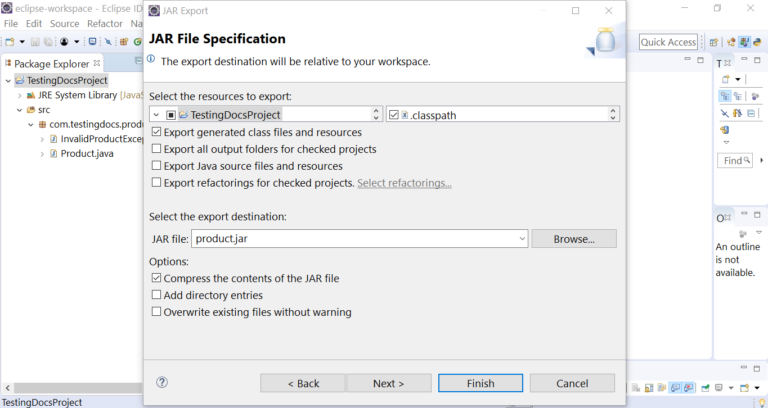 Export a Jar file in Eclipse - TestingDocs