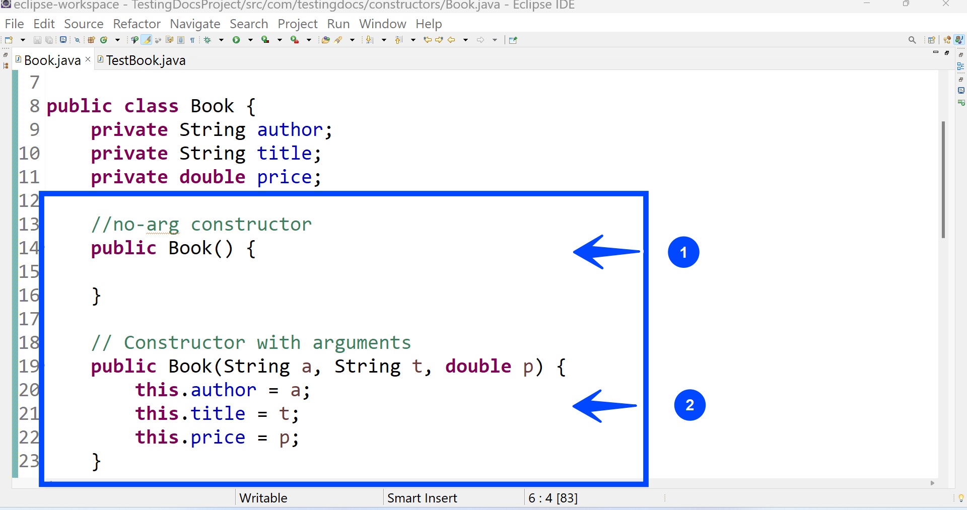 Java Constructors TestingDocs
