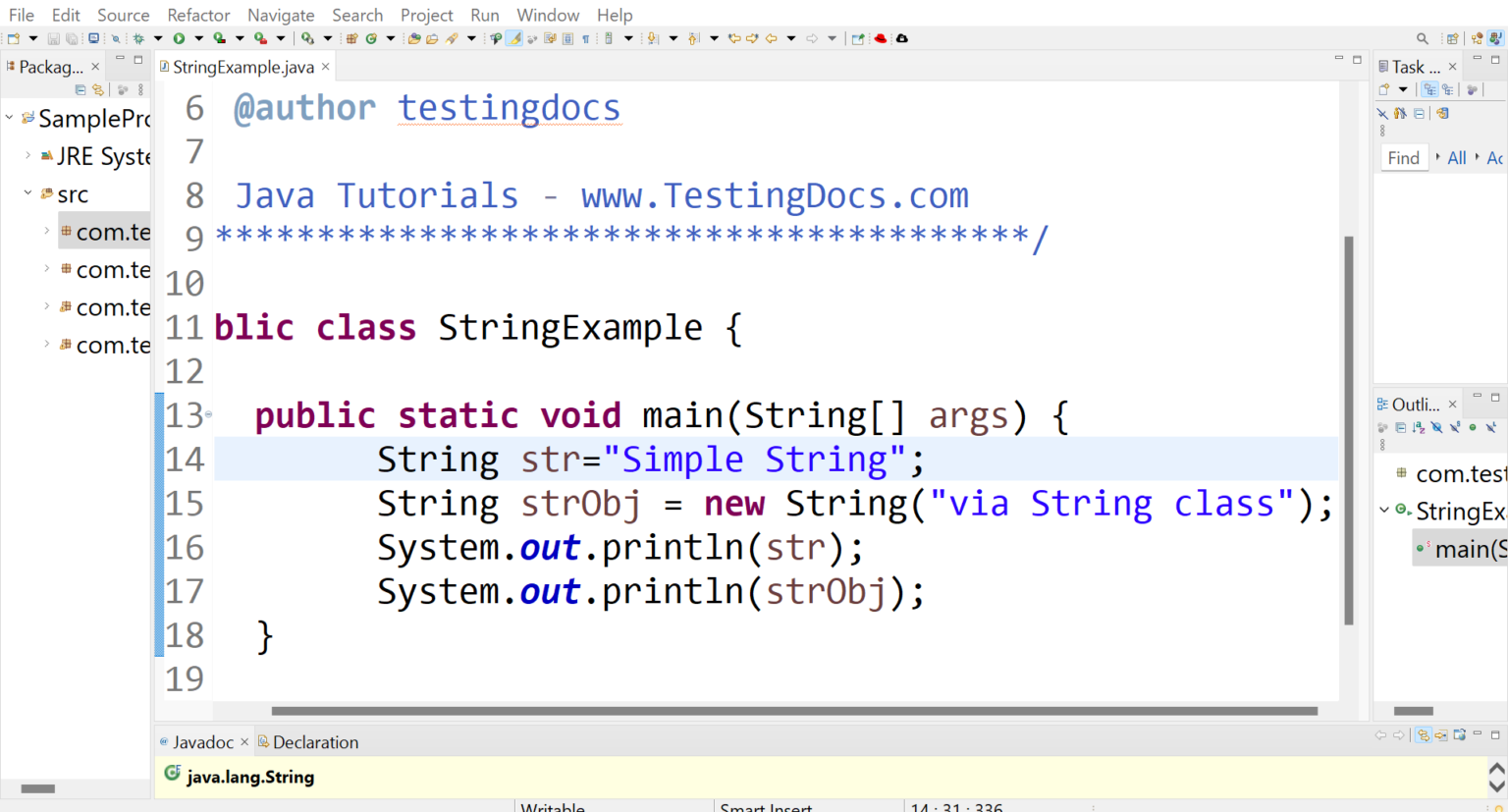 Java Strings TestingDocs