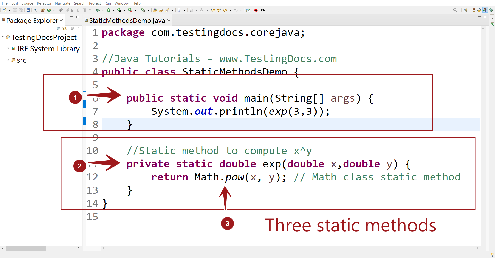 Java Static Methods TestingDocs