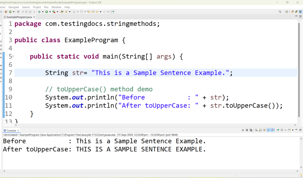 Java toUpperCase() method - TestingDocs