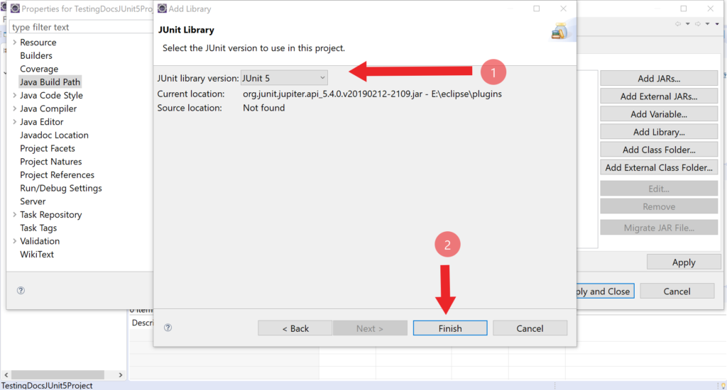 Adding JUnit5 library to a Project - TestingDocs