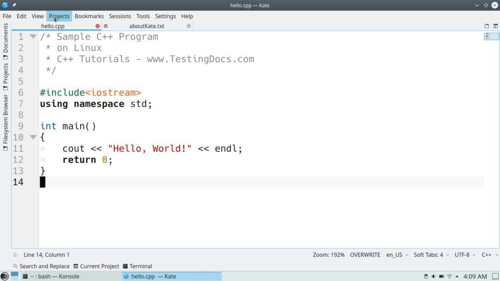 Kate Text Editor | TestingDocs.com