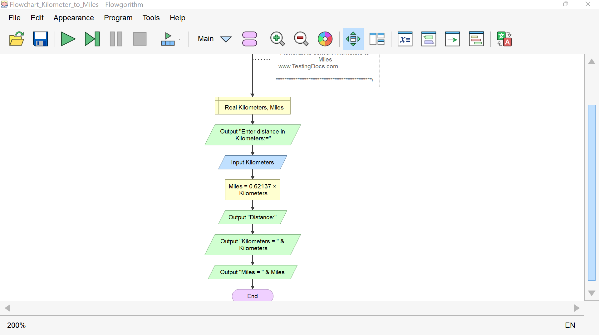 Flowchart Kilometers To Miles TestingDocs