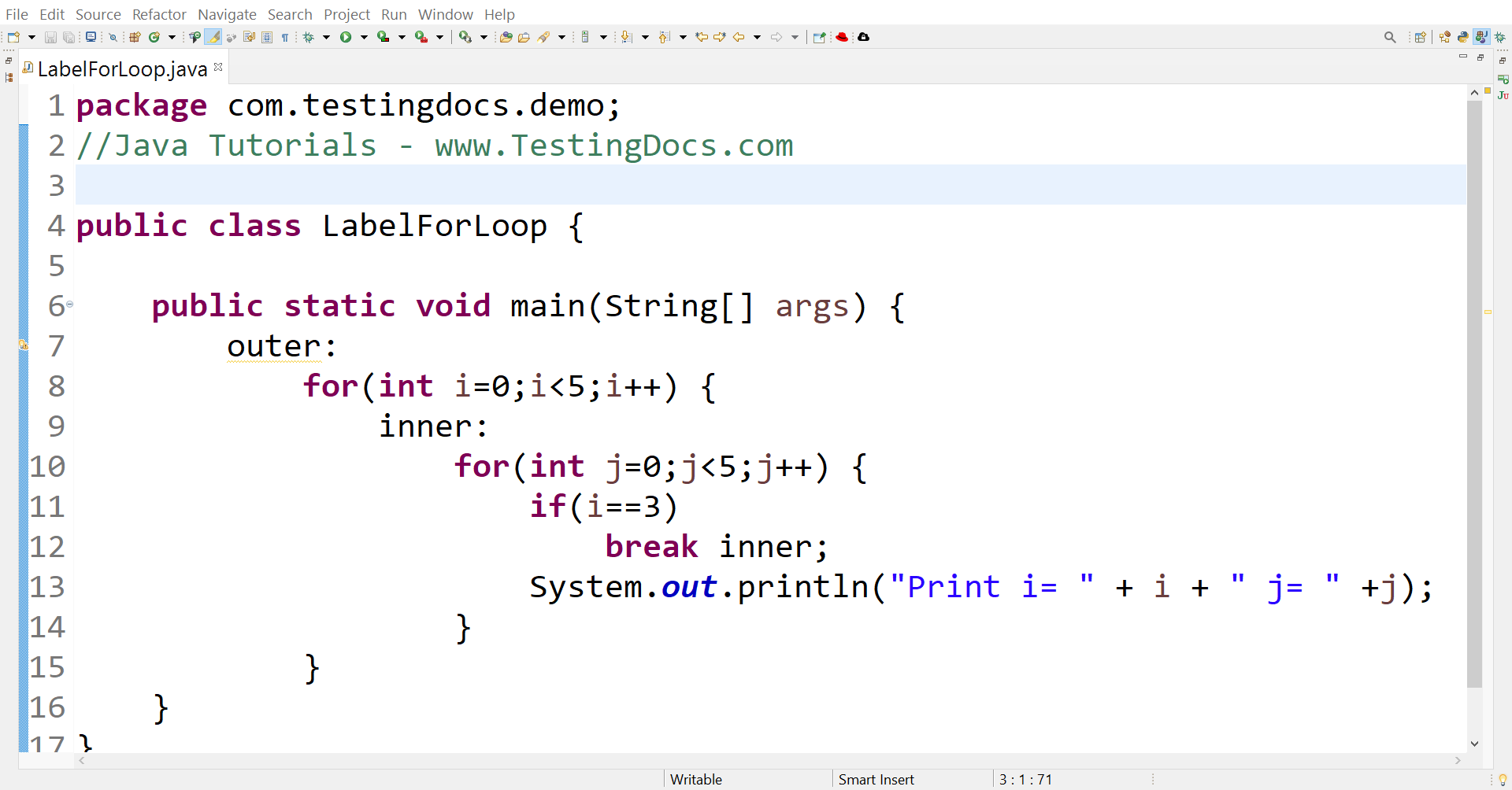 Java For Loop