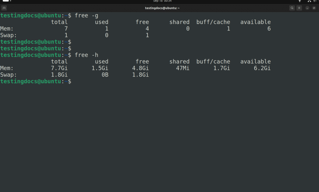Linux free command | TestingDocs