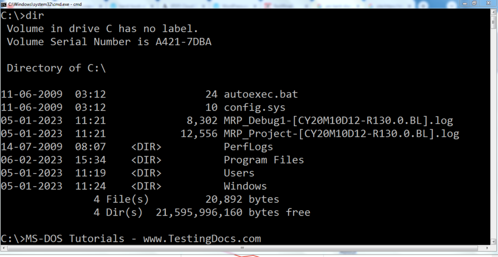 MS DOS DIRECTORY Command TestingDocs