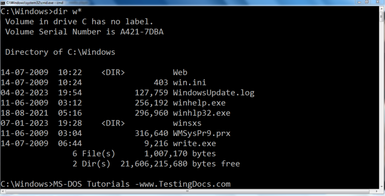 DOS Internal Commands - TestingDocs
