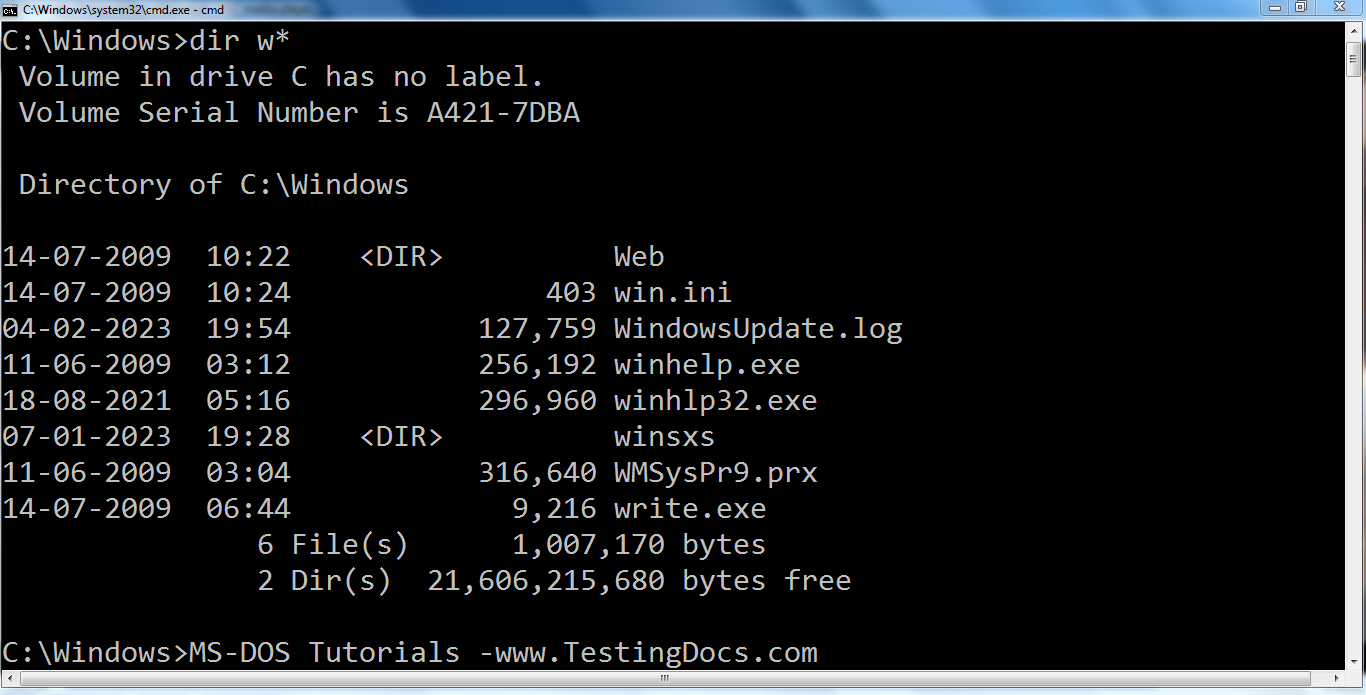 DOS Internal Commands TestingDocs