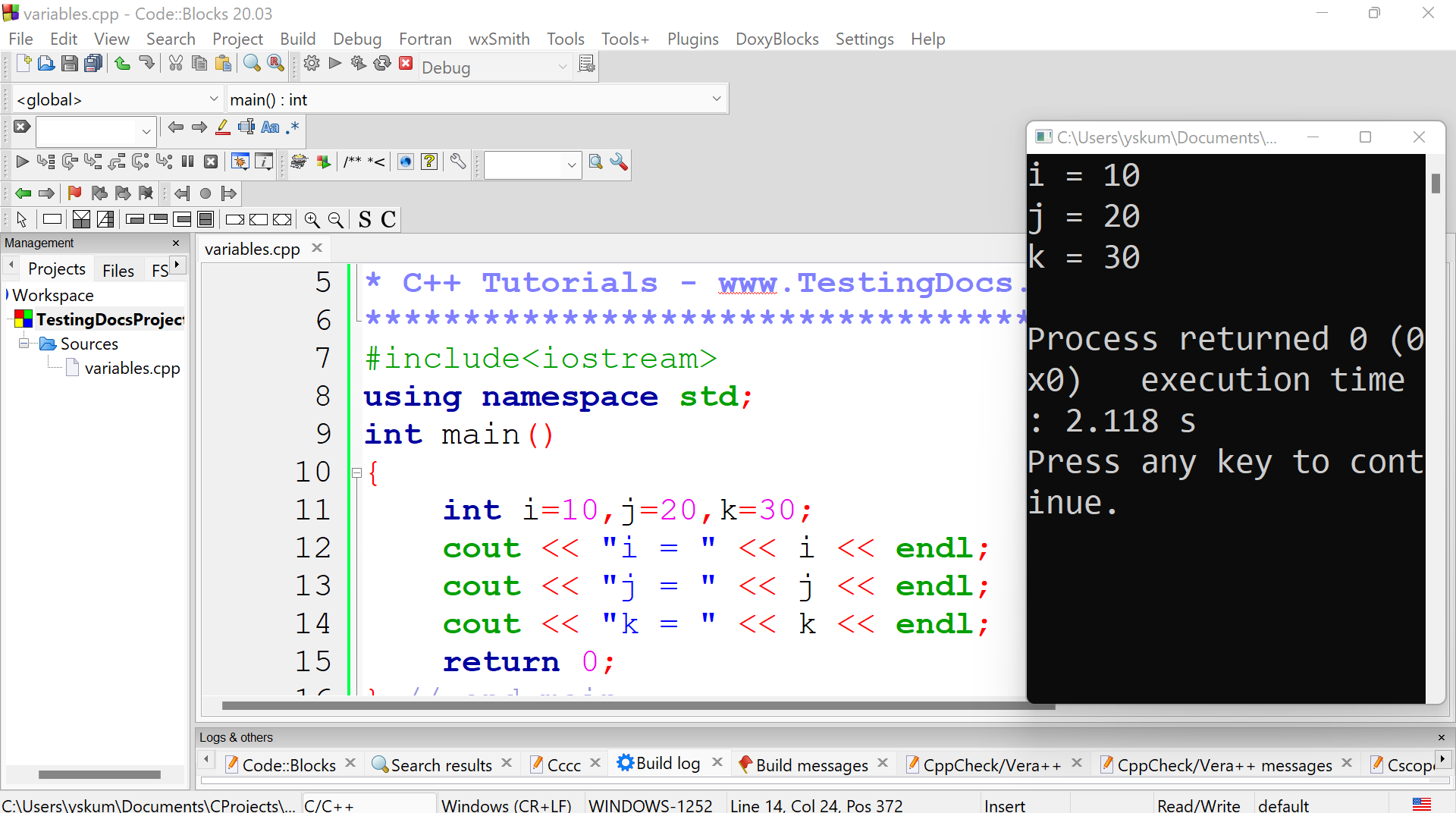 C Variable Declaration TestingDocs