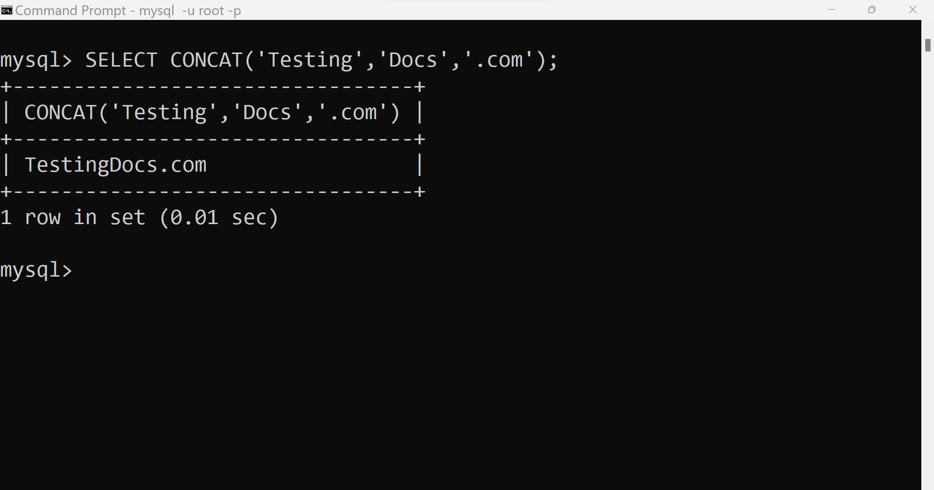 MySQL CONCAT Function TestingDocs