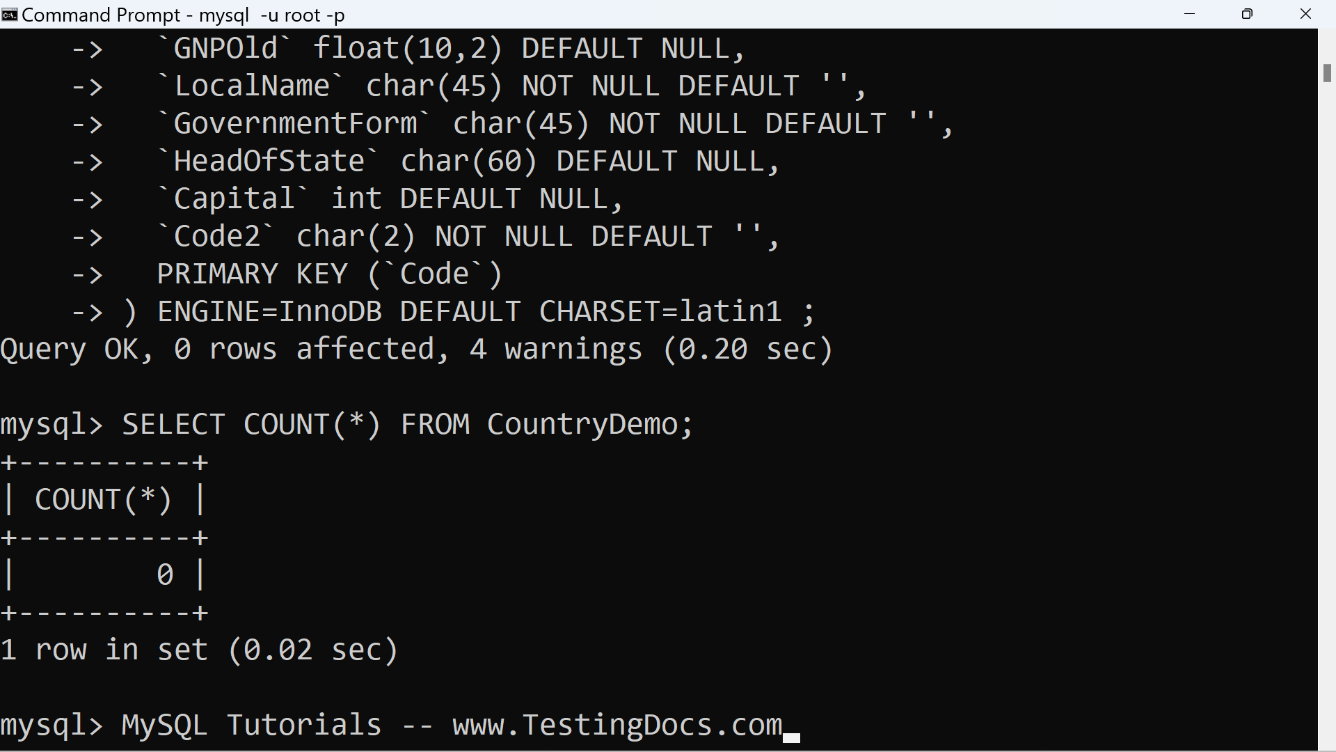 MySQL LOAD DATA INFILE Statement TestingDocs