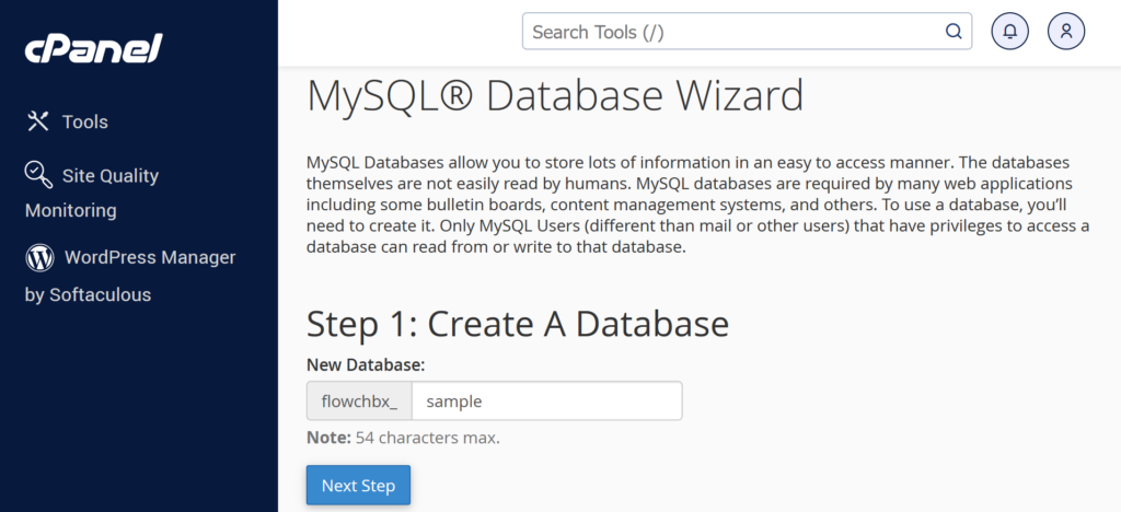 cPanel Manage Databases - TestingDocs