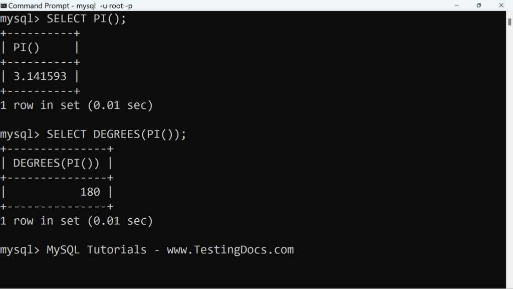MySQL Trigonometry Functions - TestingDocs