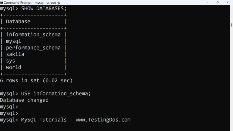 MySQL INFORMATION_SCHEMA Database | TestingDocs.com