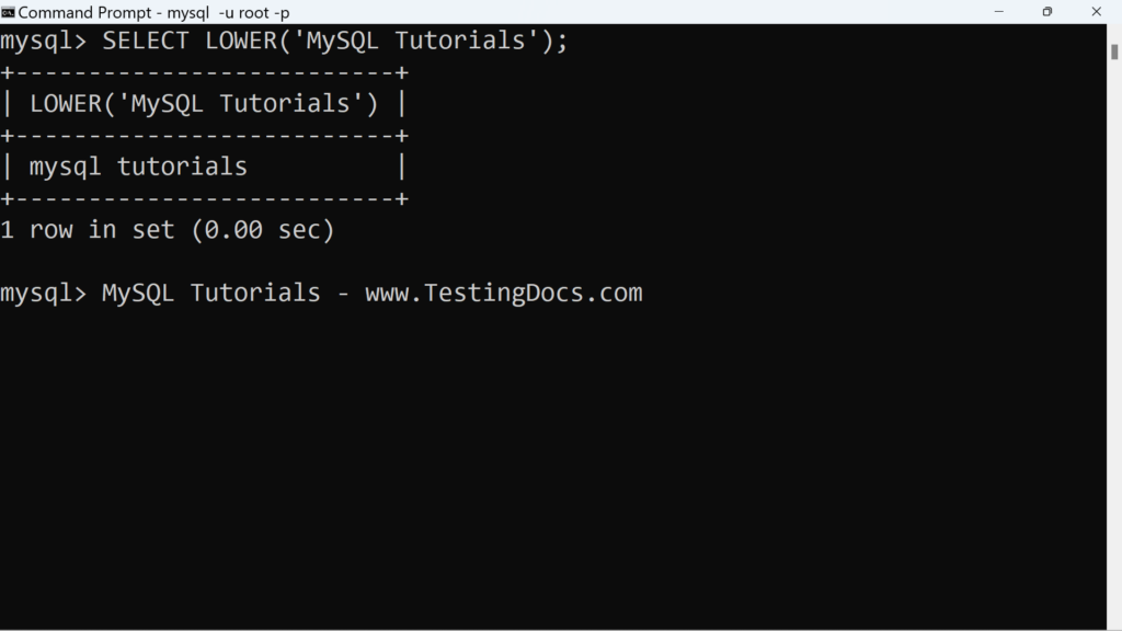 MySQL LOWER Function - TestingDocs